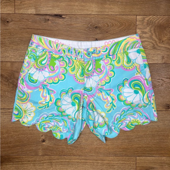 Lilly Pulitzer | Shorts | Lilly Pulitzer The Buttercup Short Blue And Green Flower Shorts Size ...